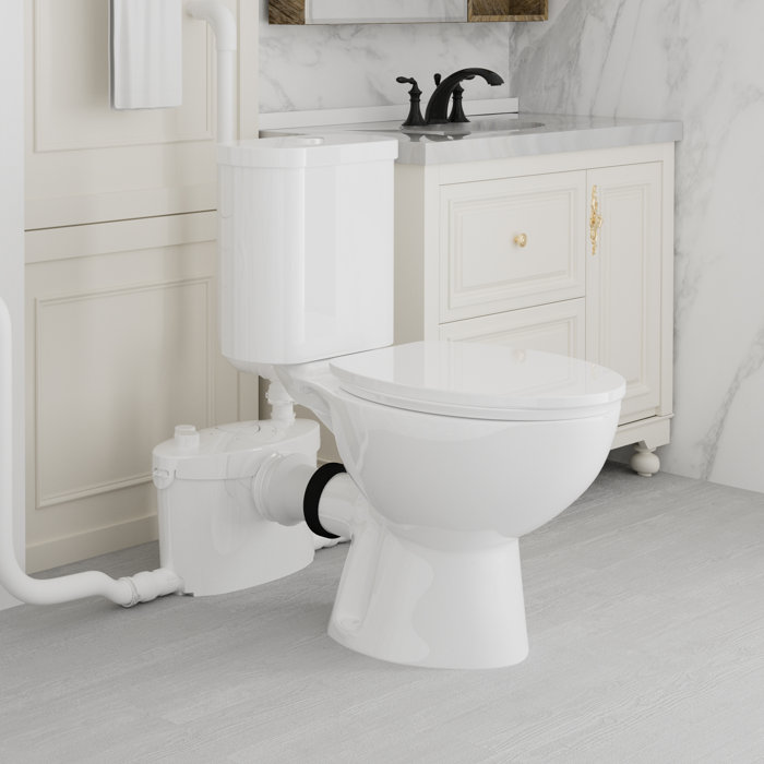 SUPERFLO Upflush Toilet for Basement-Macerating Toilet with 600W Macerator Pump with 4 Water ...